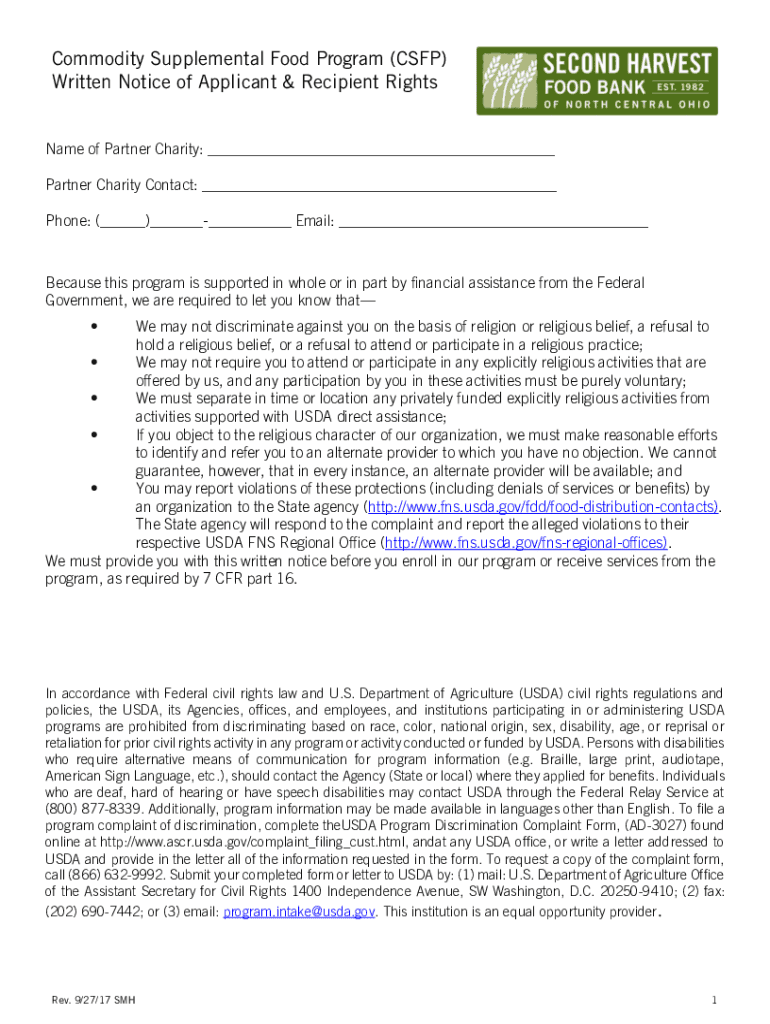 Fillable Online Administration and Forms for CSFP Fax Email Print ...