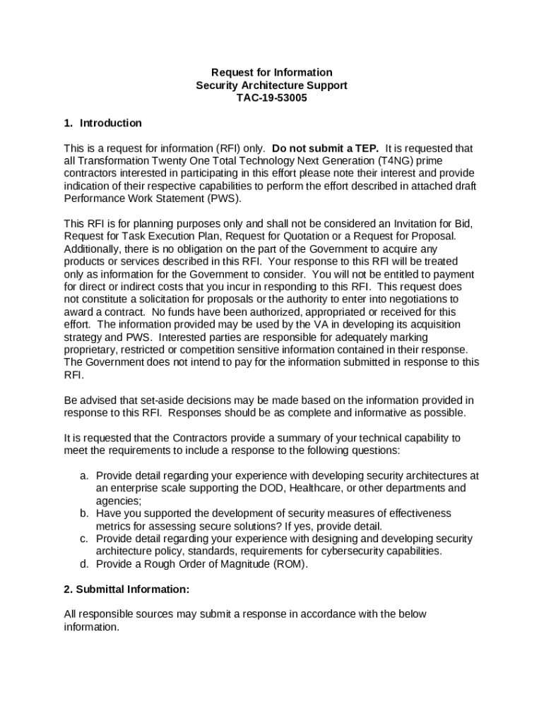 Request for Ination (RFI) - Technology transition training and ... Doc ...