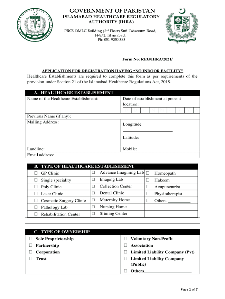 Fillable Online declaration by healthcare establishment Fax Email Print ...