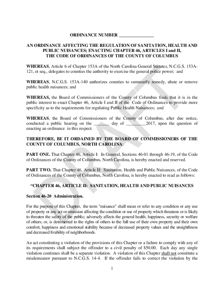 Fillable Online www2 columbusco AN ORDINANCE AFFECTING THE REGULATION ...