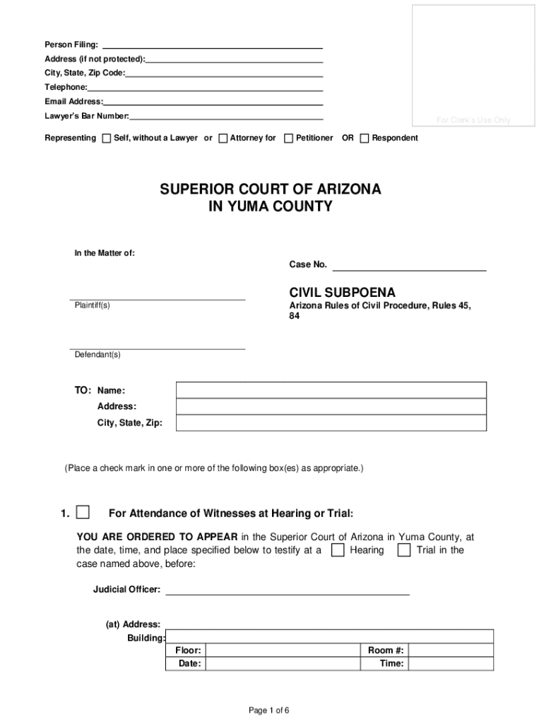 Fillable Online Civil Subpoena Form Fax Email Print - pdfFiller