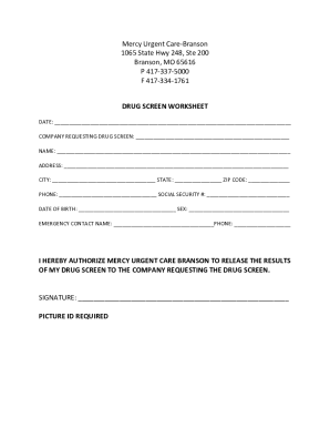 Fillable Online WC DRUG SCREEN WORKSHEET.doc Fax Email Print - pdfFiller