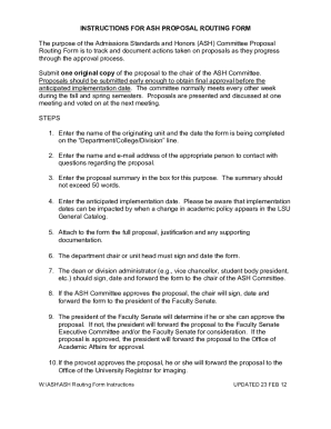 Fillable Online Instructions for Completing the Proposal Routing Form ...