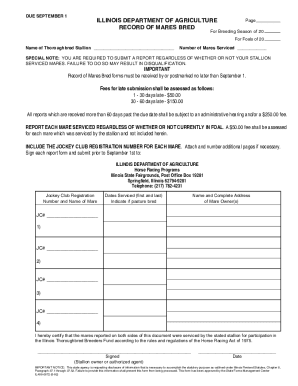 Fillable Online Record of Mares Bred forms Fax Email Print - pdfFiller