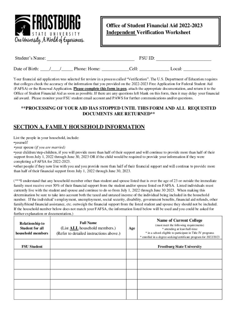 Fillable Online Office of Student Financial Aid 2022-2023 Independent ... Fax Email Print ...