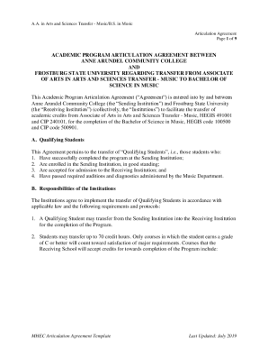 Fillable Online ARTICULATION AGREEMENT Anne Arundel Community College ...