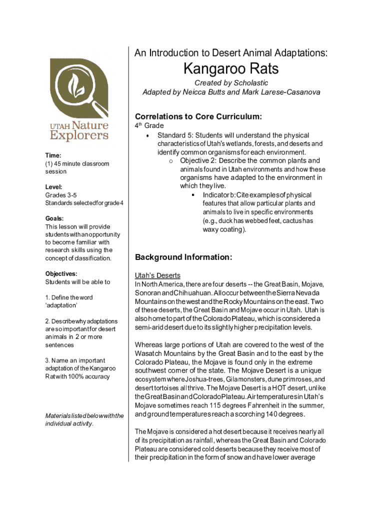 Fillable Online extension usu Species Status Assessment Report for the Giant Kangaroo Rat ...