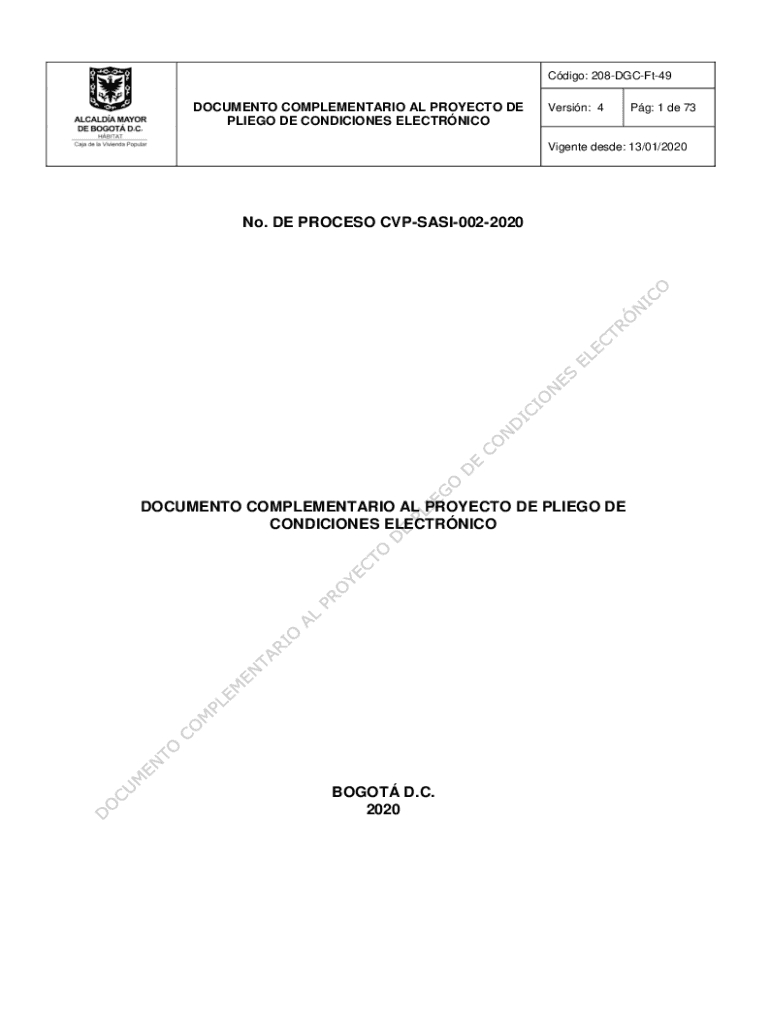 Completable En línea DOCUMENTO COMPLEMENTARIO AL PROYECTO DE Fax Email Imprimir - pdfFiller