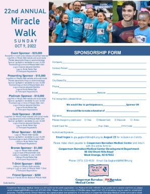 Fillable Online Miracle Walk Fax Email Print - pdfFiller