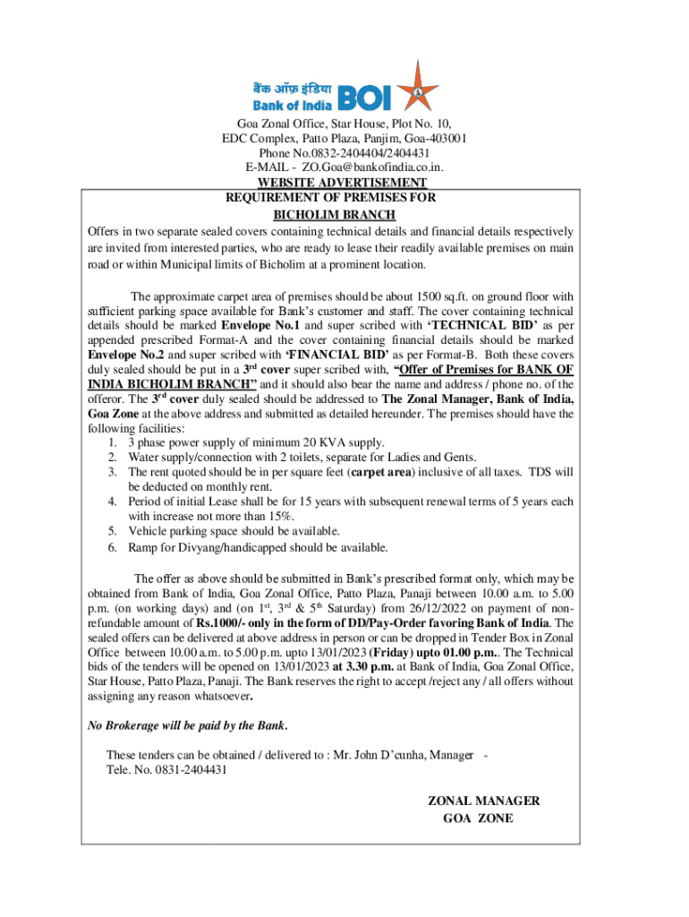 Fillable Online Goa Zonal Office, Star House, Plot No. 10, EDC Complex ...