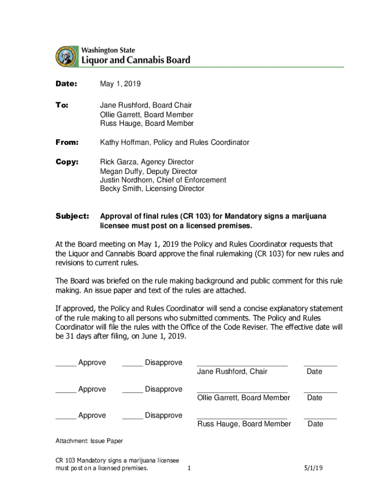 Fillable Online January 9, 2019 Office of the Code Reviser: Pursuant to ...