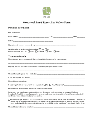 Fillable Online Woodstock Inn & Resort Spa Waiver Form Fax Email Print ...