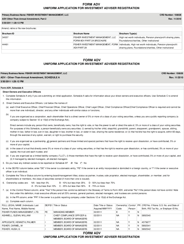 Fillable Online Fisher Investments' Form CRS and ADV Fax Email Print ...