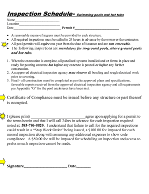 Fillable Online Inspection Schedule- Swimming pools and hot tubs Fax ...