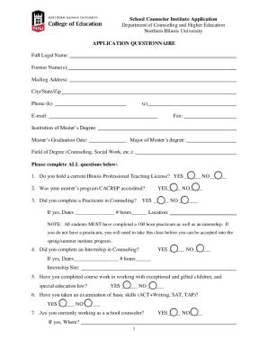 Fillable Online How to Apply - NIU - Department of Counseling, Adult ...