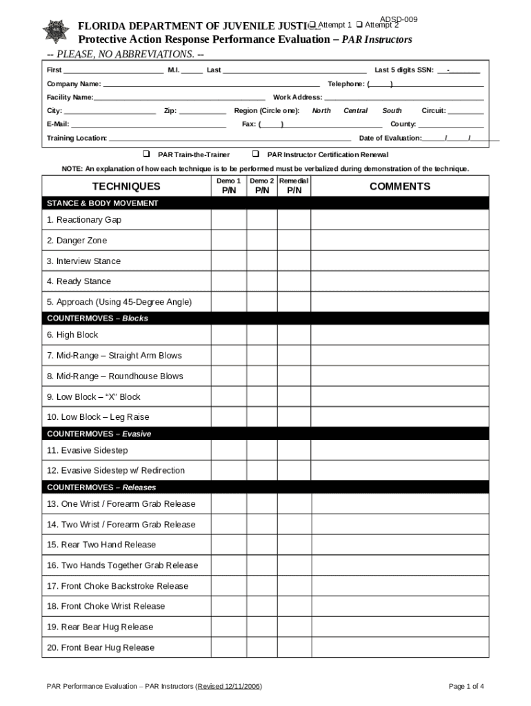 DJJ ADSD-0009 Protective Action Response ... Doc Template | pdfFiller