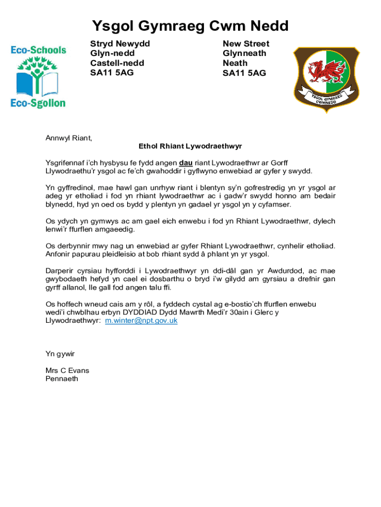 Fillable Online Parent governor nomination form -adapted during Covid ...