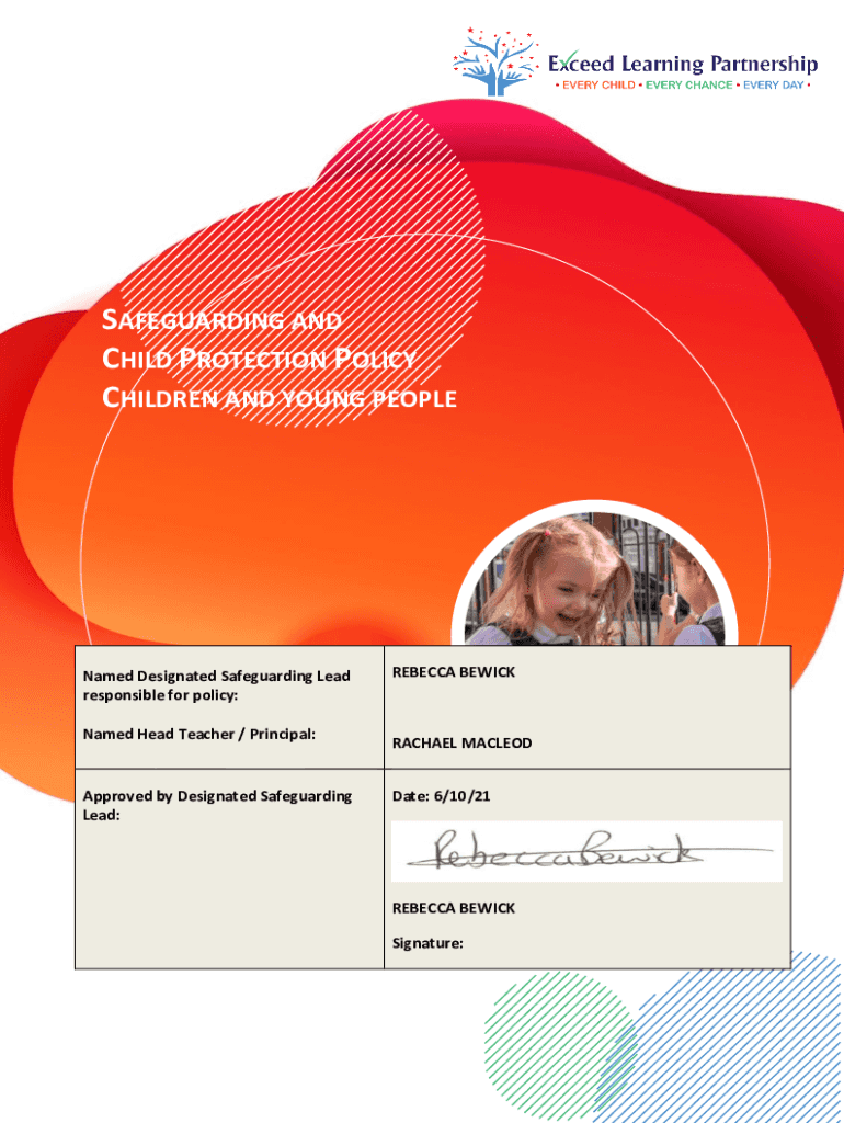 Fillable Online SAFEGUARDING AND CHILD PROTECTION POLICY ... Fax Email ...