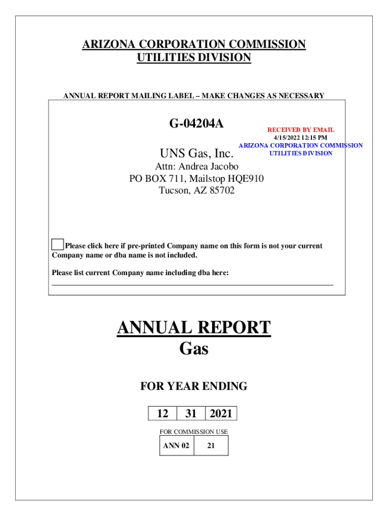 Fillable Online G-04204A UNS Gas, Inc. Fax Email Print - pdfFiller