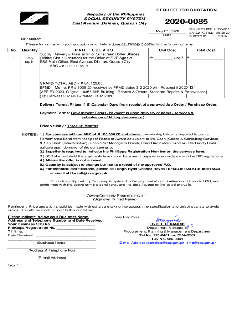 Fillable Online request for quotation - 2020-0031 Fax Email Print ...