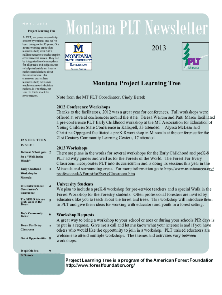 Fillable Online Project Learning Tree - Extension Forestry - NC State University Fax Email Print ...