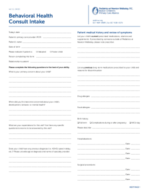 Fillable Online Behavioral Health Consult Intake Fax Email Print ...