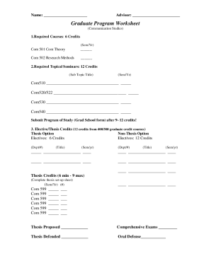 Fillable Online harrington uri Graduate Program Worksheet Fax Email ...