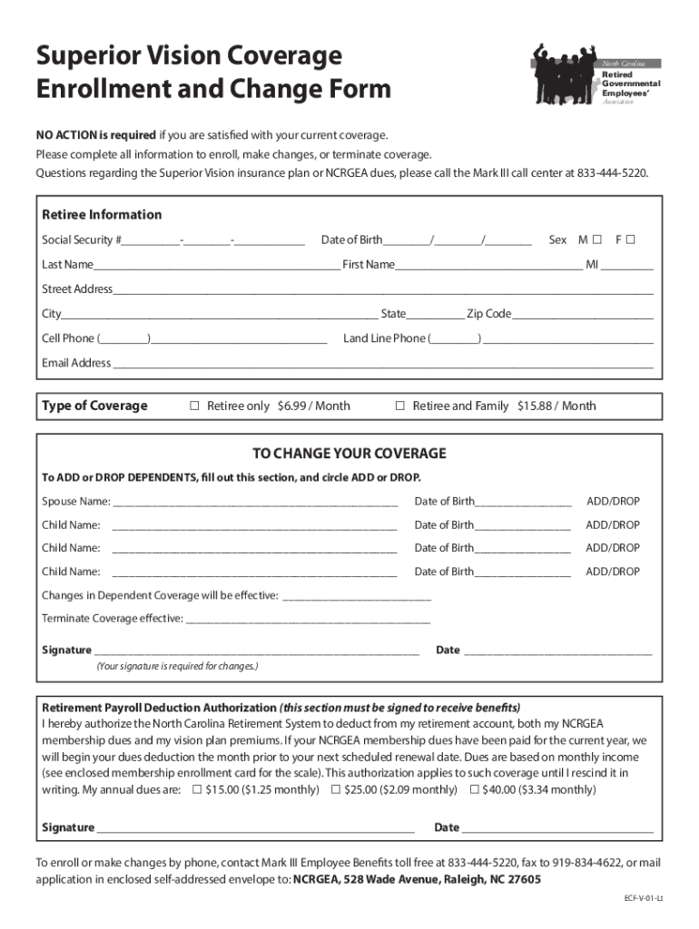 Fillable Online Superior Vision Coverage Enrollment and Change Form Fax ...