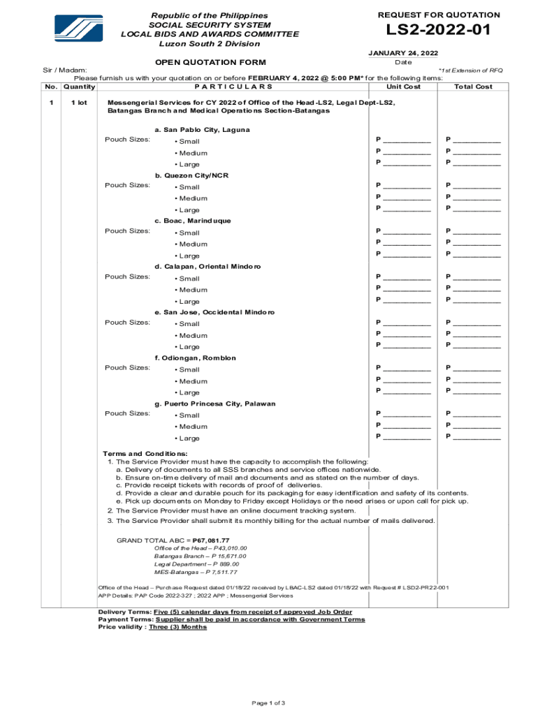 Fillable Online OPEN QUOTATION FORM Fax Email Print - pdfFiller