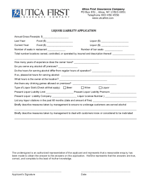 Fillable Online LIQUOR LIABILITY APPLICATION Fax Email Print - pdfFiller