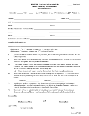 Fillable Online IUP Student Affairs in Higher Education Practicum Supervisor Res Fax Email Print ...