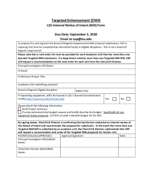 Fillable Online Targeted Enhancement LSU Internal NOI Form Fax Email Print - pdfFiller