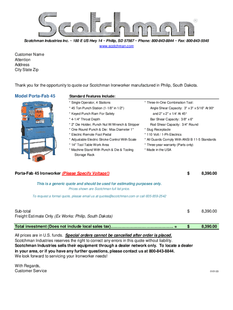 Fillable Online Porta-Fab 45 Bid Sheet Fax Email Print - pdfFiller