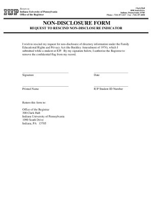 Fillable Online NON-DISCLOSURE FORM Indiana ... Fax Email Print - pdfFiller
