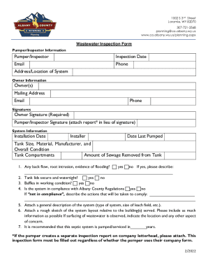Fillable Online Wastewater Inspection Form - Albany County, WY Fax ...