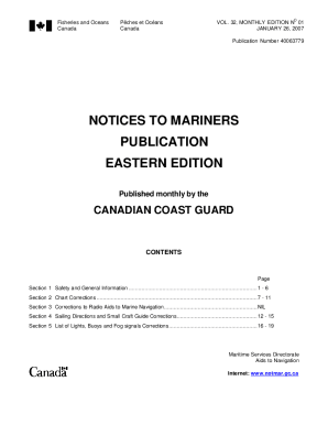 Fillable Online publications gc Notices to mariners. Monthly eastern ...