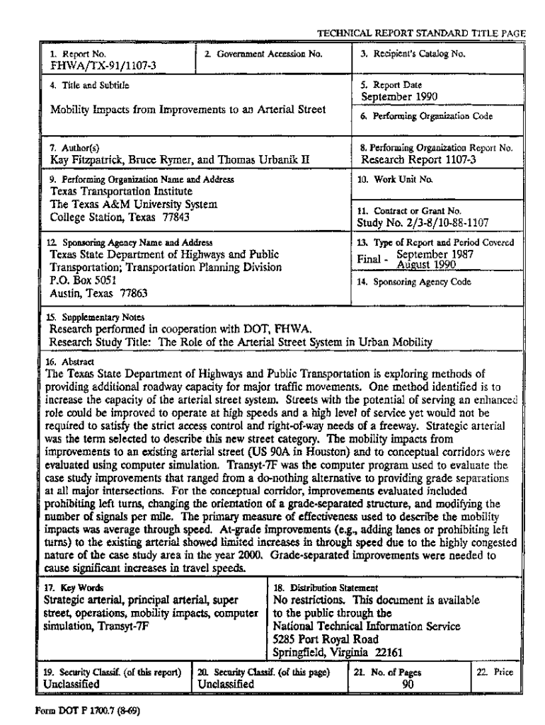 Fillable Online static tti tamu Volpe Technical Report Template - FHWA ...