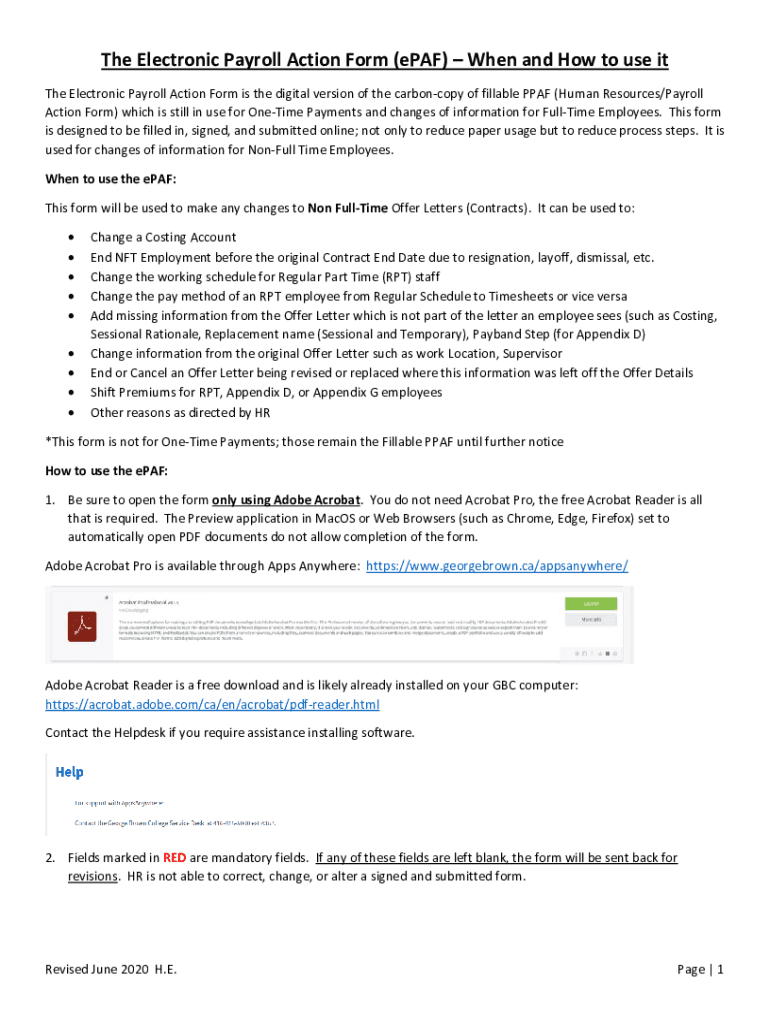 Fillable Online The Electronic Payroll Action Form (ePAF)When and How ...