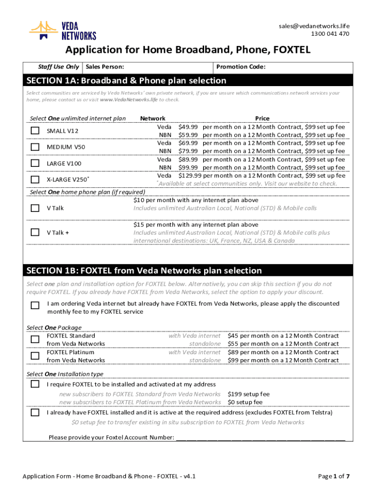 Fillable Online Application for a Bundle, Home Phone, Home Broadband, ... Fax Email Print ...