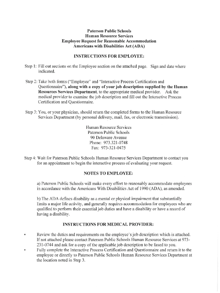 Fillable Online ADA Accomodations Form Fax Email Print - pdfFiller
