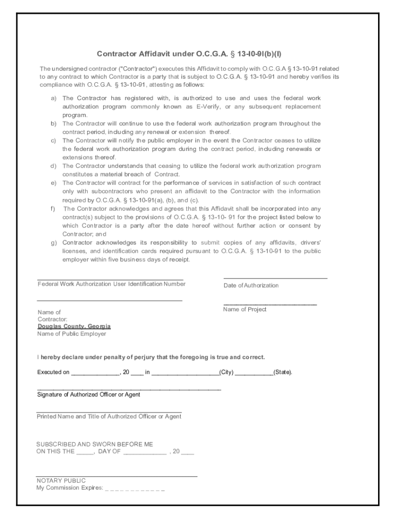 Fillable Online Contractor Affidavit Under O C G A 13 I0 9l b I Fax fillable-online-contractor-affidavit-under-o-c-g-a-13-i0-9l-b-i-fax