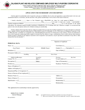 Fillable Online Calasiao Coop - Fill Online, Printable, Fillable, Blank ...