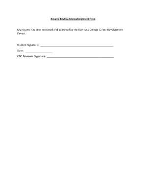 Fillable Online Resume Review Acknowledgement Form Fax Email Print ...