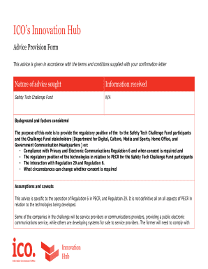 Fillable Online Innovation Hub advice provision form (branded) Fax ...