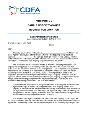 Fillable Online Attachment 9-9 SAMPLE NOTICE TO OWNER REQUEST FOR ...