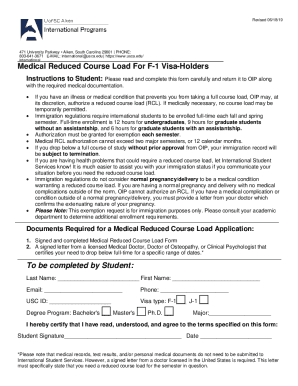 Fillable Online Medical Reduced Course Load For F-1 Visa-Holders Fax ...