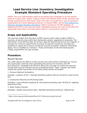Fillable Online Lead Service Line Inventory Investigation Example ...
