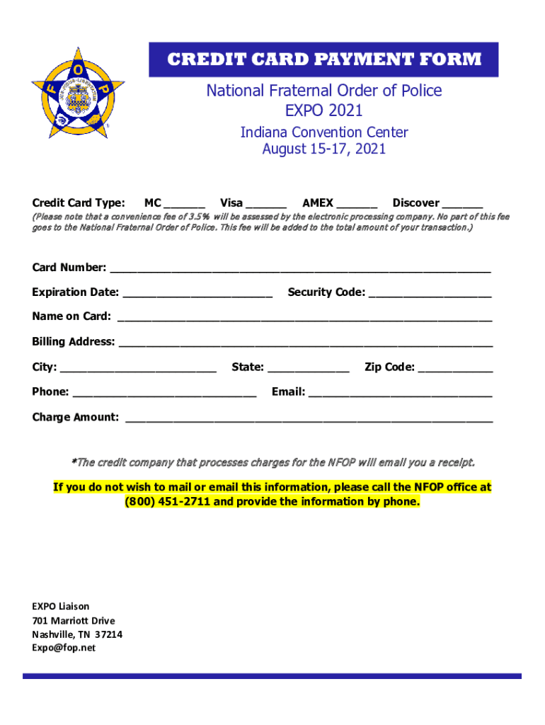 Fillable Online National FOP's Biennial National Conference & Expo ...