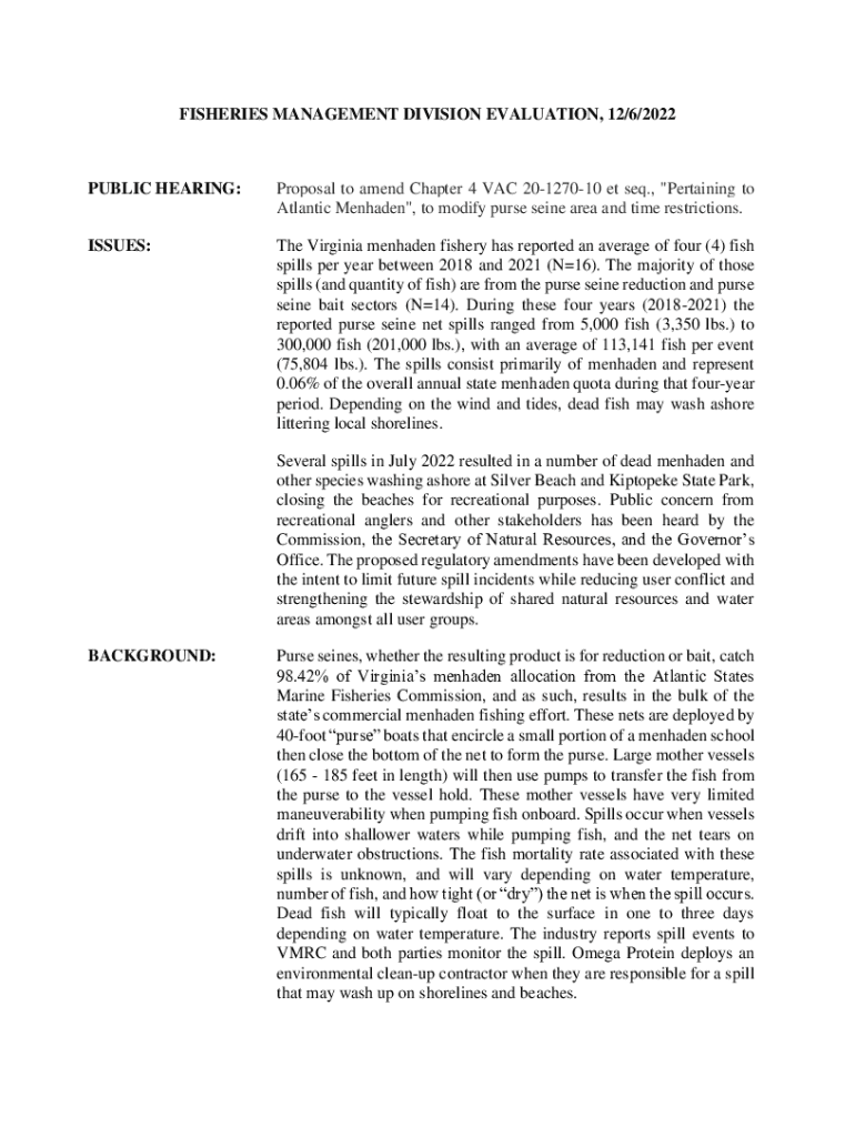 Fillable Online mrc virginia Proposal to amend Chapter 4 VAC 20-1270-10 ...