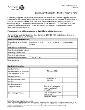 Fillable Online Community Supports Member Referral Form Fax Email Print ...